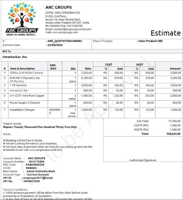 CCTV Camera Quotation Format In Word: Crafting A Comprehensive And ...